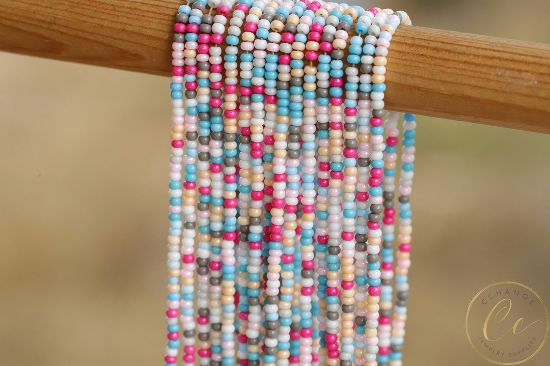 1 Meter Mix Multicolour Seed Bead Strands, 11/0 2.2mm Colorful Czech ...