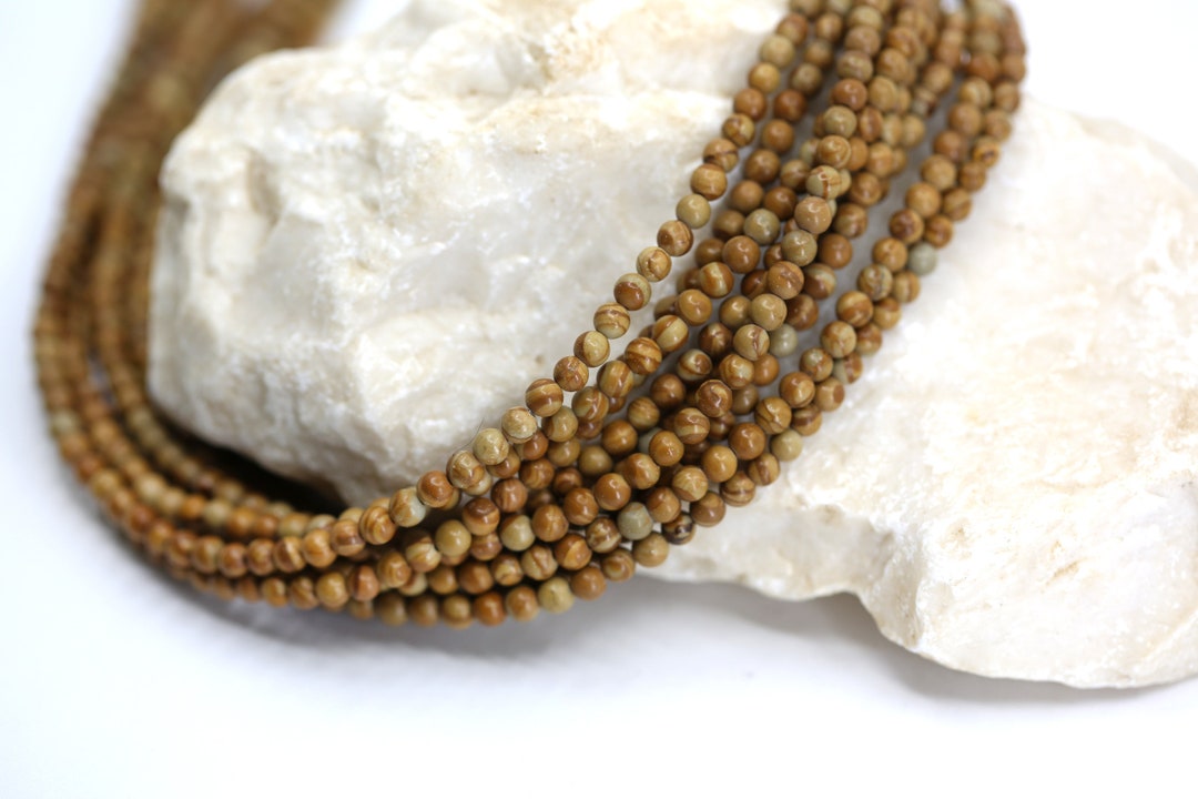 4mm Round Wood Jasper Beads, 1 Full Strand 15.5" Genuine Natural Loose ...