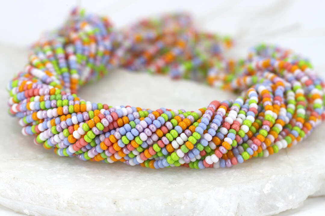 1 Meter Mix Multicolour Seed Bead Strands, 11/0 (2.2mm) Colorful Czech ...