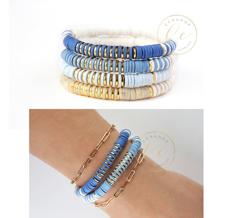 Stacking Heishi Bracelets Gold Heishi Disc Beaded Bracelet - Etsy