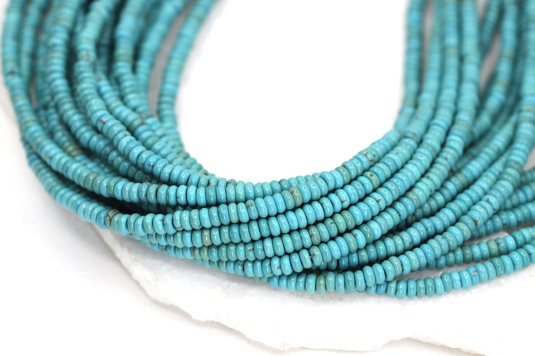4mm Turquoise Howlite Heishi Beads, Round Edge Heishi Disc Rondelle ...