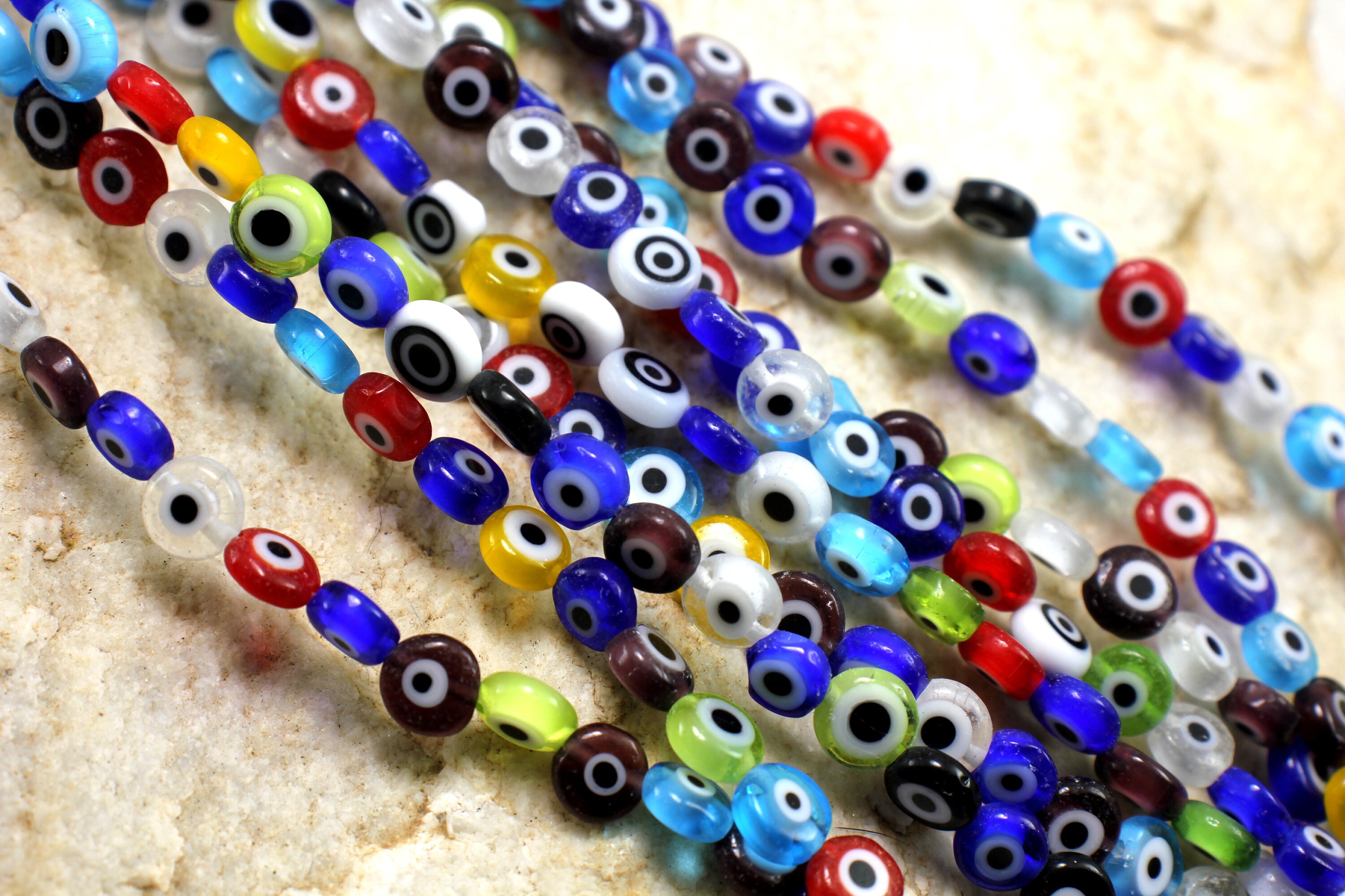6mm Multicolour Glass Evil Eye Bead Flat Round Evil Eye | Etsy
