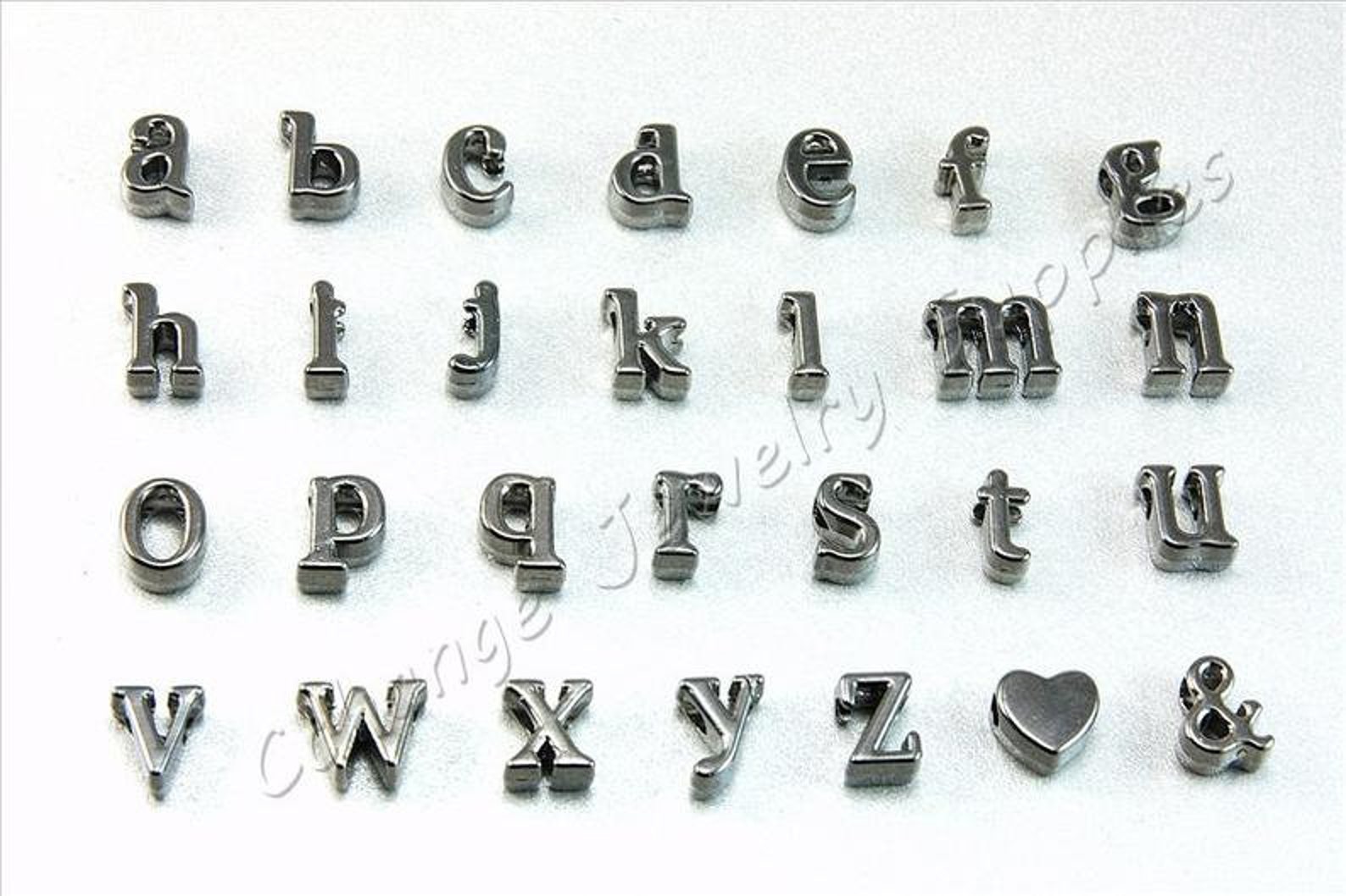 Initial M Charm, Silver Plated Letter Charm, Black Gunmetal Alphabet ...