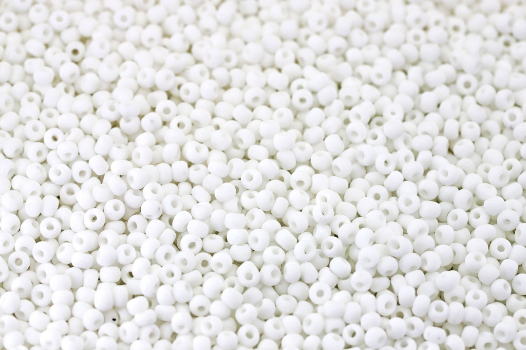 Matte White Premium Glass Seed Beads, 8/0 (3mm) Indian Seed Beads 25 ...