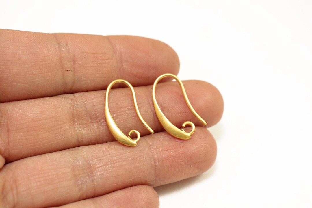 4 Pcs Earring Hooks, 20mm Matte Gold Plated Brass Earring Components ...