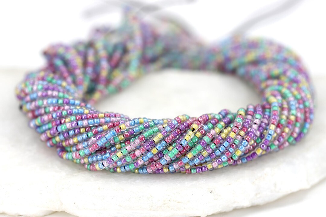 1 Meter Mix Transparent Multicolour Seed Bead Strands, 11/0 (2.2mm ...