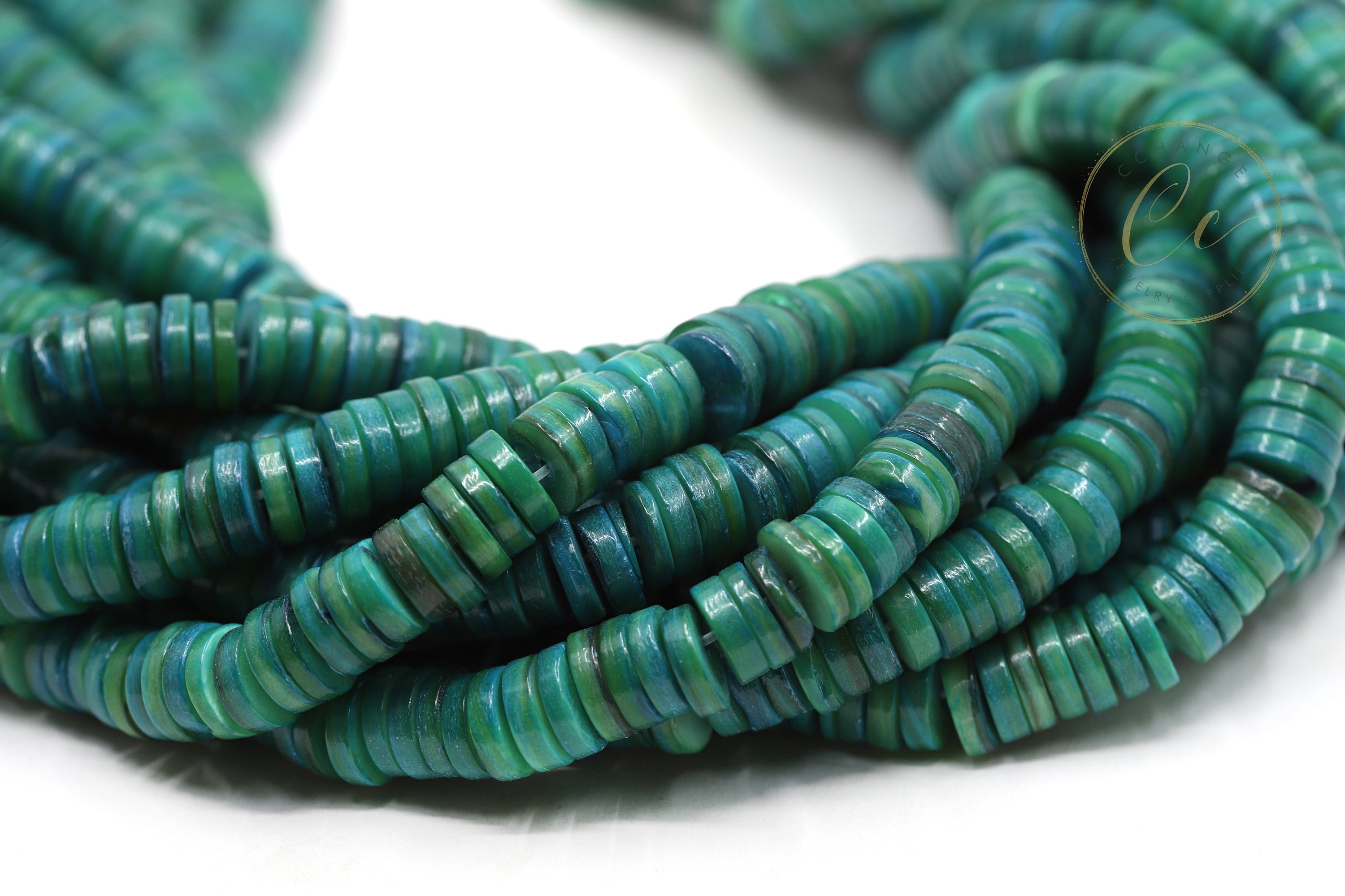 Natural Shells Emerald Green Heishi Disc Beads 1 Strand - Etsy