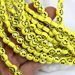 8mm-10mm Ceramic Smiley Face Emoji Beads, 1 Full Strand / CRB-13 - Etsy