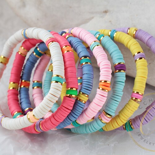 Stacking Heishi Bracelets Gold Heishi Disc Beaded Bracelet - Etsy