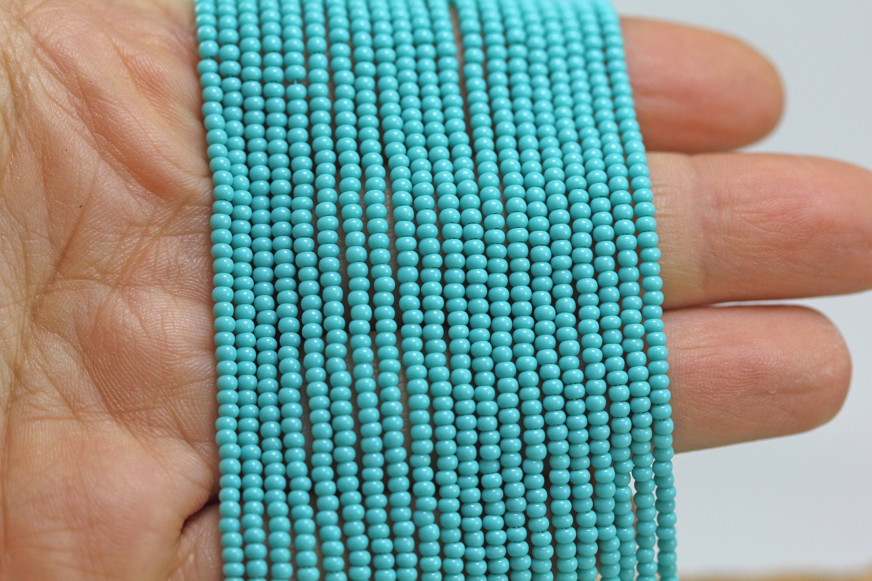 Turquoise Seed Beads, 11/0 (2.2mm) Czech Seed Beads 1 Full Hank / GSB11 ...