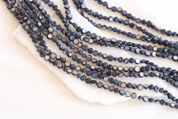 7mm Black Flat Round Shell Beads Mother of Pearl Beads 1 - Etsy