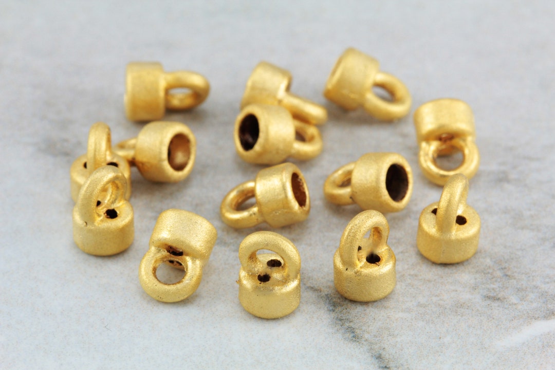 9mm End Caps, Matte Gold Plated Metal 3mm Round Hole Cord End Caps 15 ...