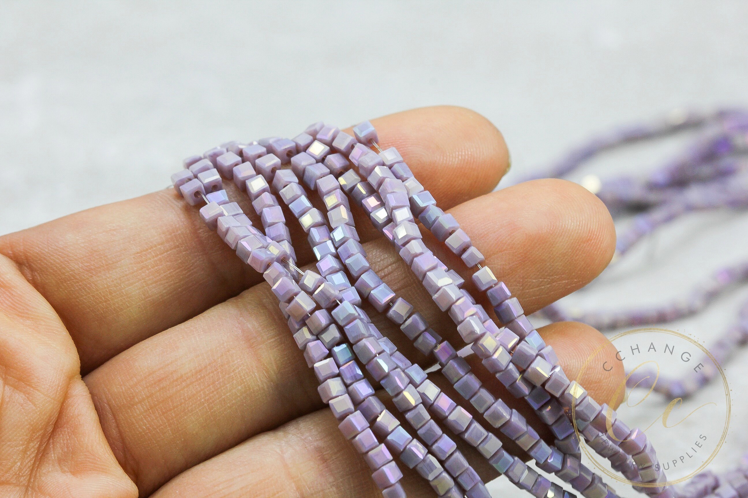 2mm Cube Crystal Bead 1 Strand Mauve Crystal Bead Bulk - Etsy UK