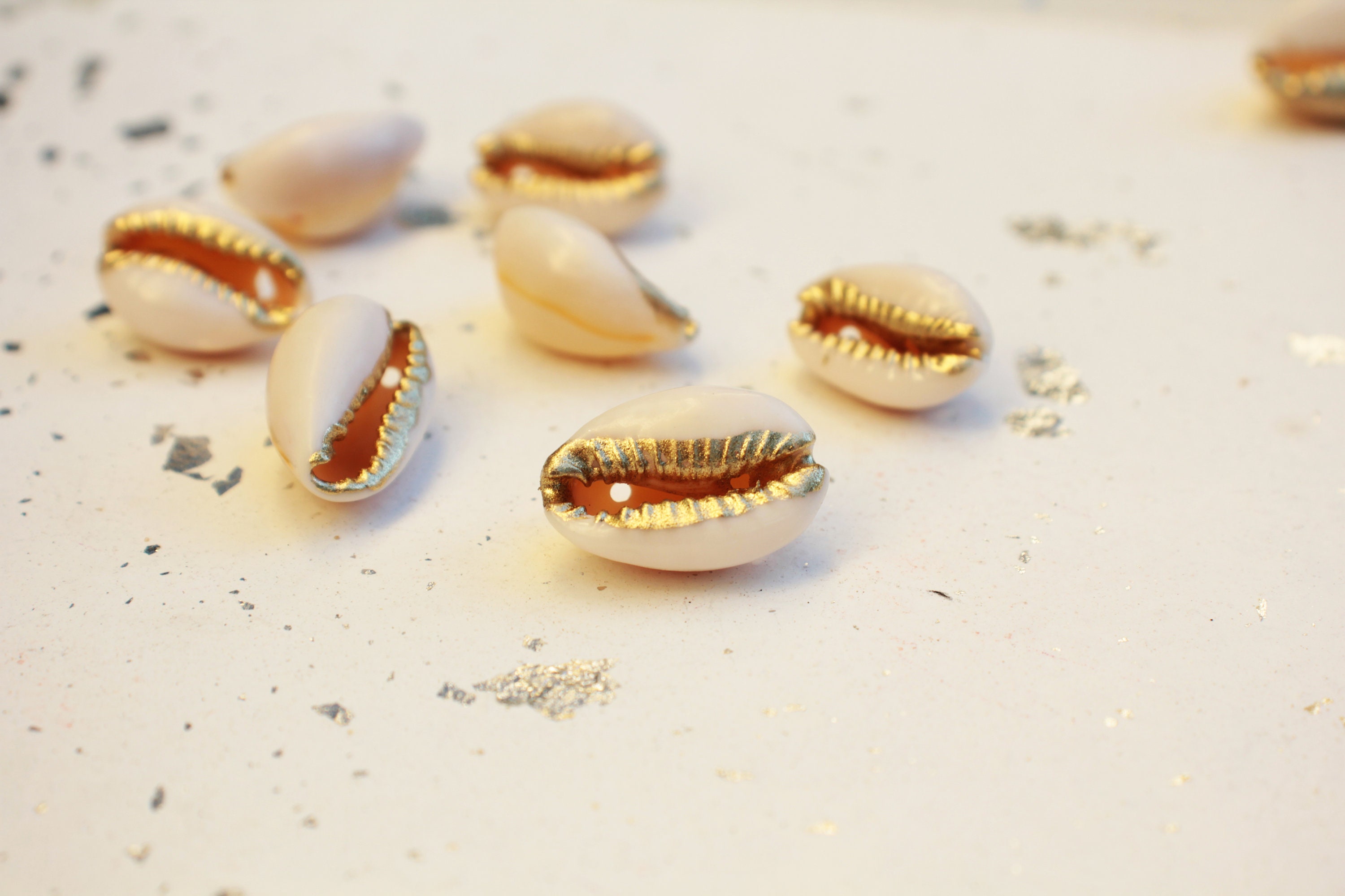 Gold Gilded Cowrie Shell Charm 16mm Drilled One or Two Hole - Etsy