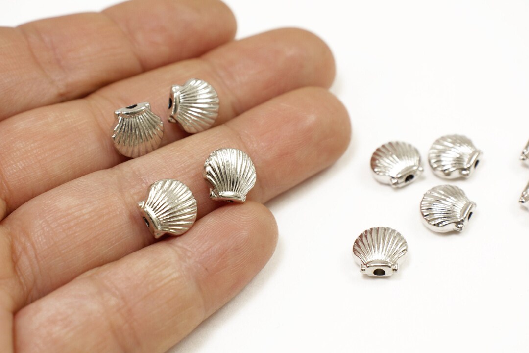 9mm Shell Charms,rhodium Plated Metal Beads 10 Pcs / Gpy-119b - Etsy