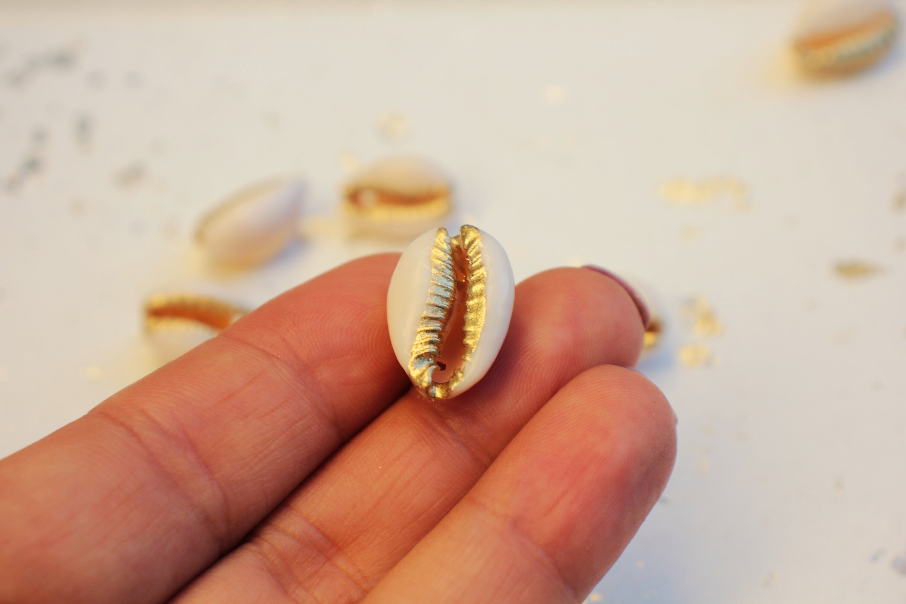 Gold Gilded Cowrie Shell Charm 16mm Drilled One or Two Hole - Etsy
