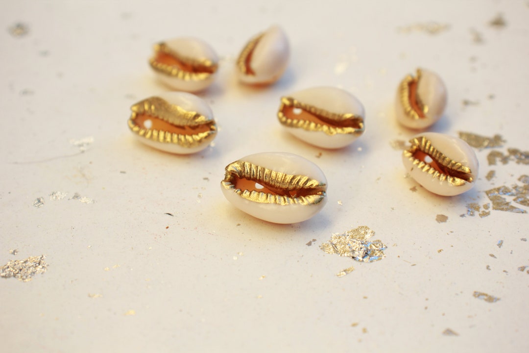 Gold Gilded Cowrie Shell Charm 16mm Drilled One or Two Hole - Etsy