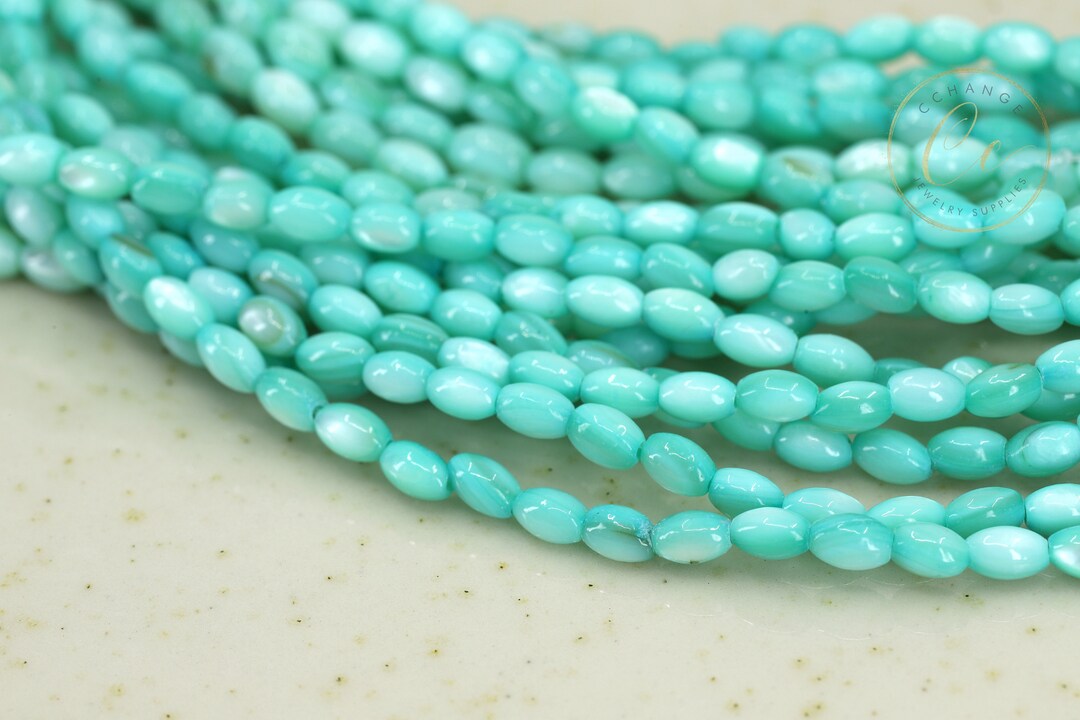 5mm X 3mm Green Rice Shell Beads, Mini Oval Mother of Pearl Beads ...