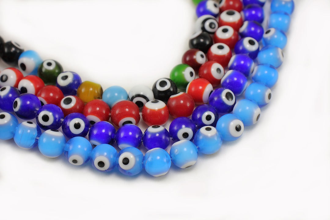 10mm verschiedene Farben Evil Eye Perlen, blau dunkelblau rot mehrfarbige Glas runde Kugel Evil ...