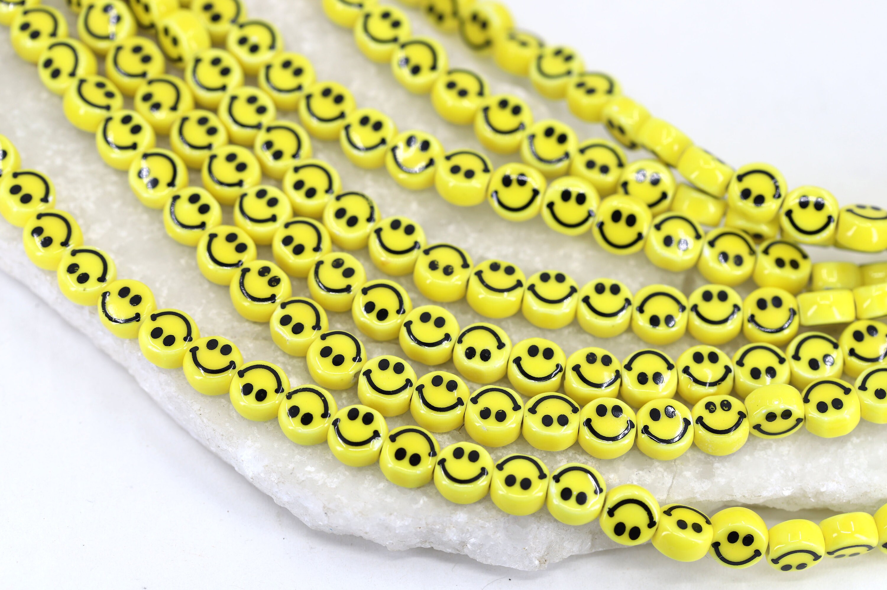 8mm-10mm Ceramic Smiley Face Emoji Beads, 1 Full Strand / CRB-13 - Etsy
