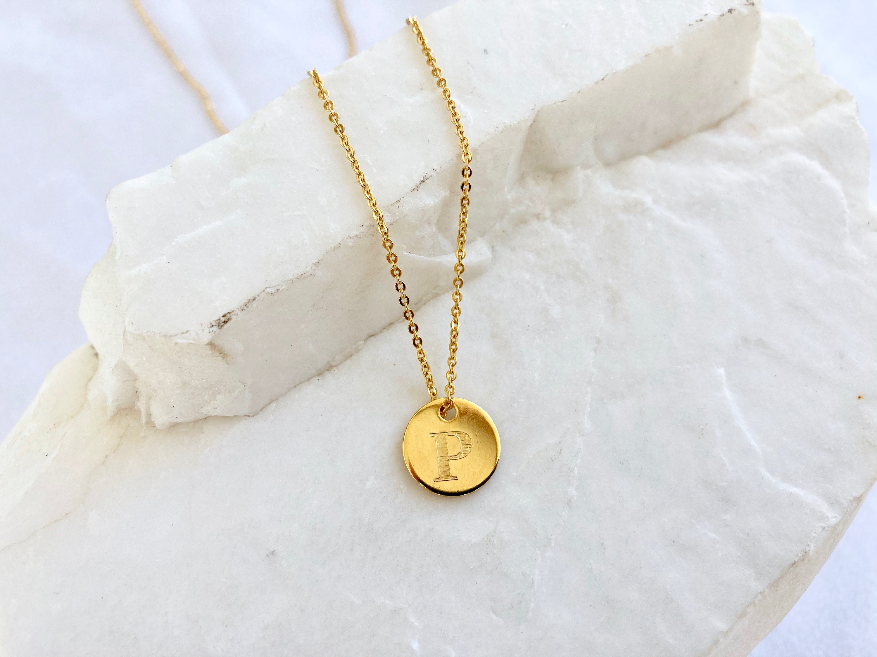 2 Pcs Gold Plated Initial Pendants 10mm Round Brass Letter P - Etsy UK