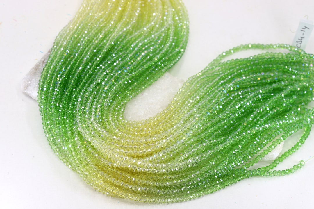 Pastel Rainbow Rondelle Crystal Glass Beads, Multicolor Ombre Faceted ...