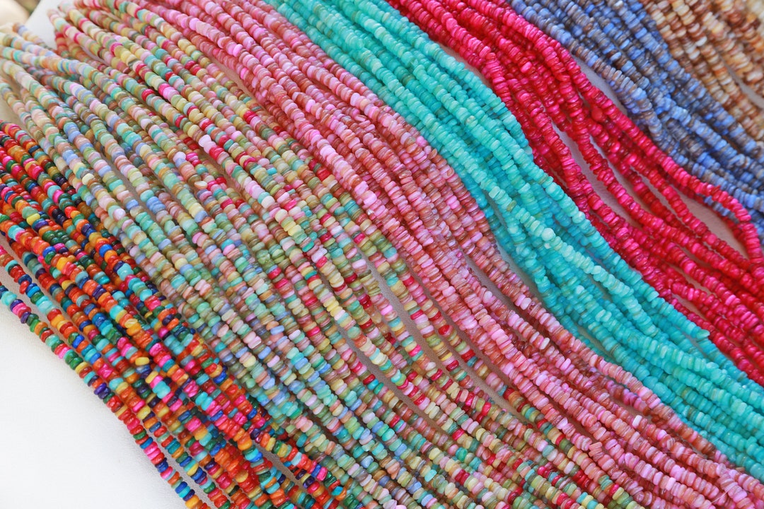 4mm Wholesale Colorful Heishi Shell Beads, Mini Disc Rondelle Shell ...