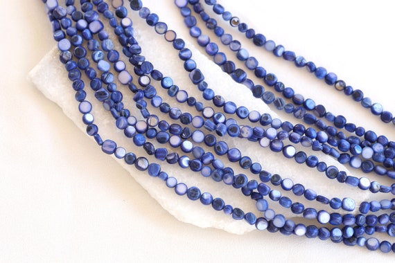 7mm Navy Blue Flat Round Shell Beads Mother of Pearl Beads 1 - Etsy