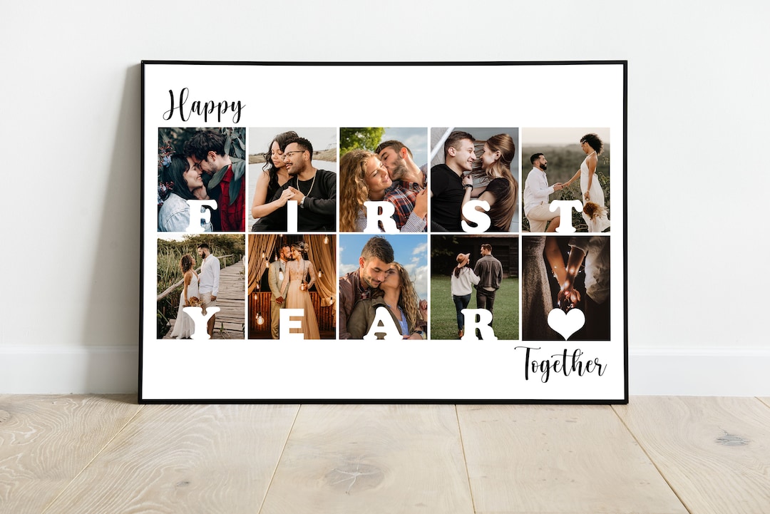 Happy First Year Together Personalized Photo Collage, 1st Anniversary ...