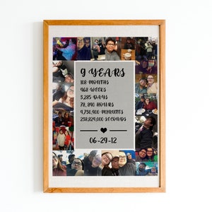 Ninth Year Collage Gift, Photo Collage Gift for Boyfriend 9 Years, 9th ...