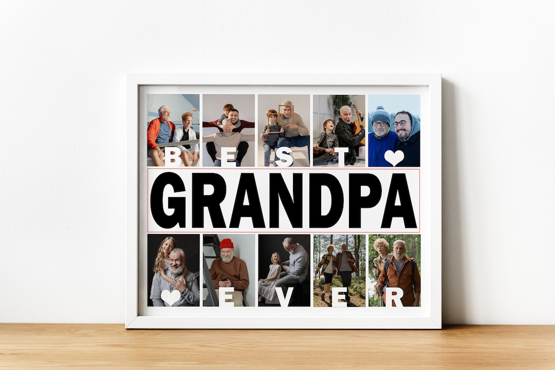 Personalized Grandpa Photo Collage, Gift for Grandpa, Grandfather ...