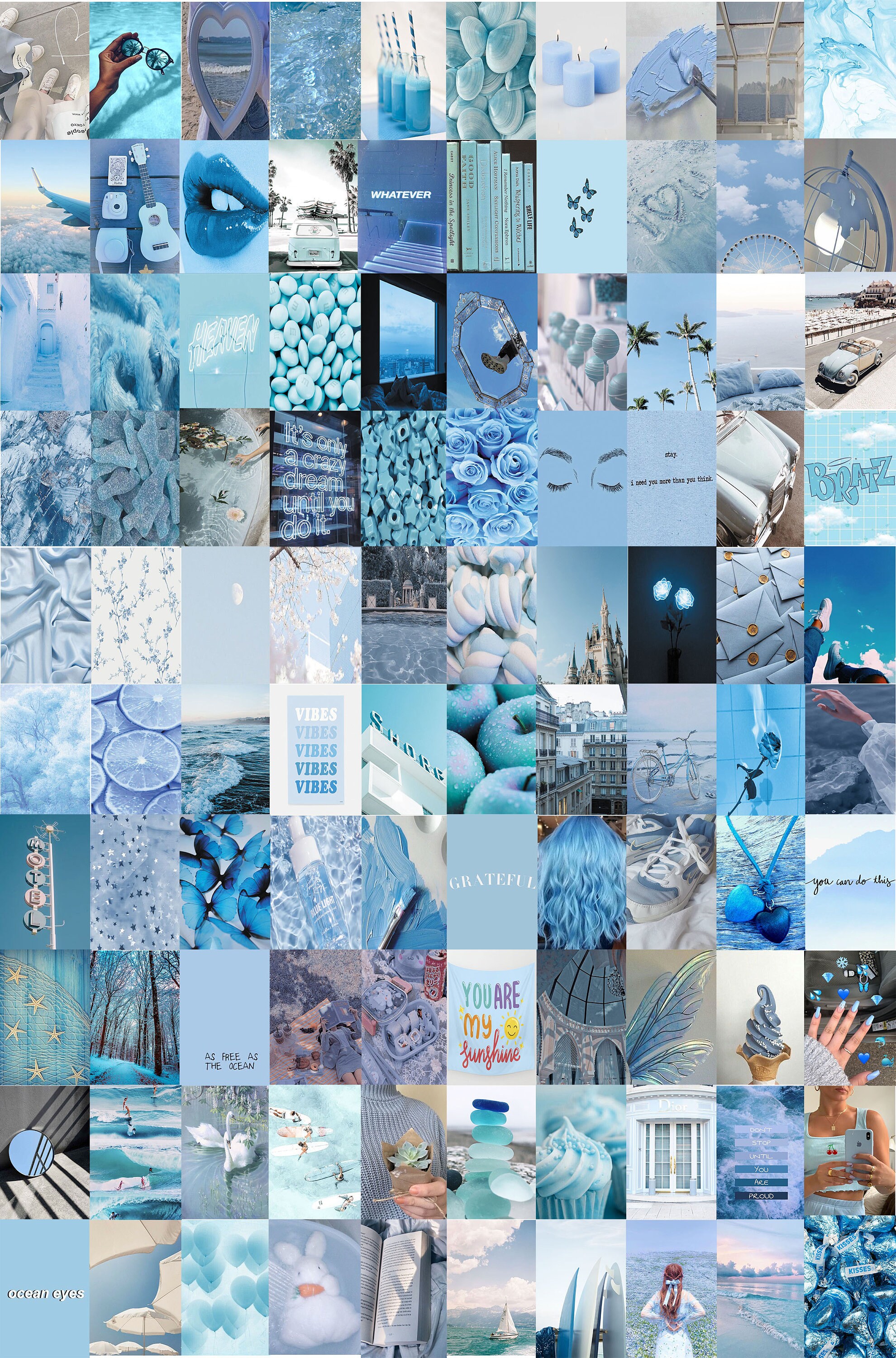 Kit de collage de fotos azul claro Estética azul pastel kit | Etsy