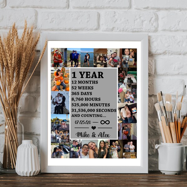 One Year Anniversary Photo Collage - Etsy
