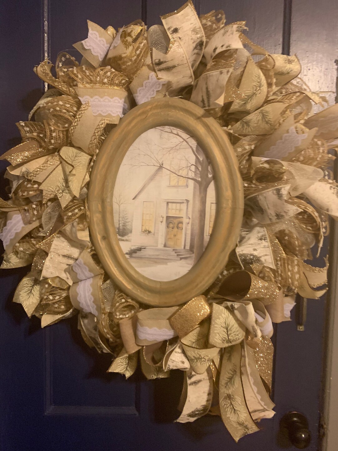 Extra Large Winter Wreath Farmhouse Winter Wreath Natural Gold ...