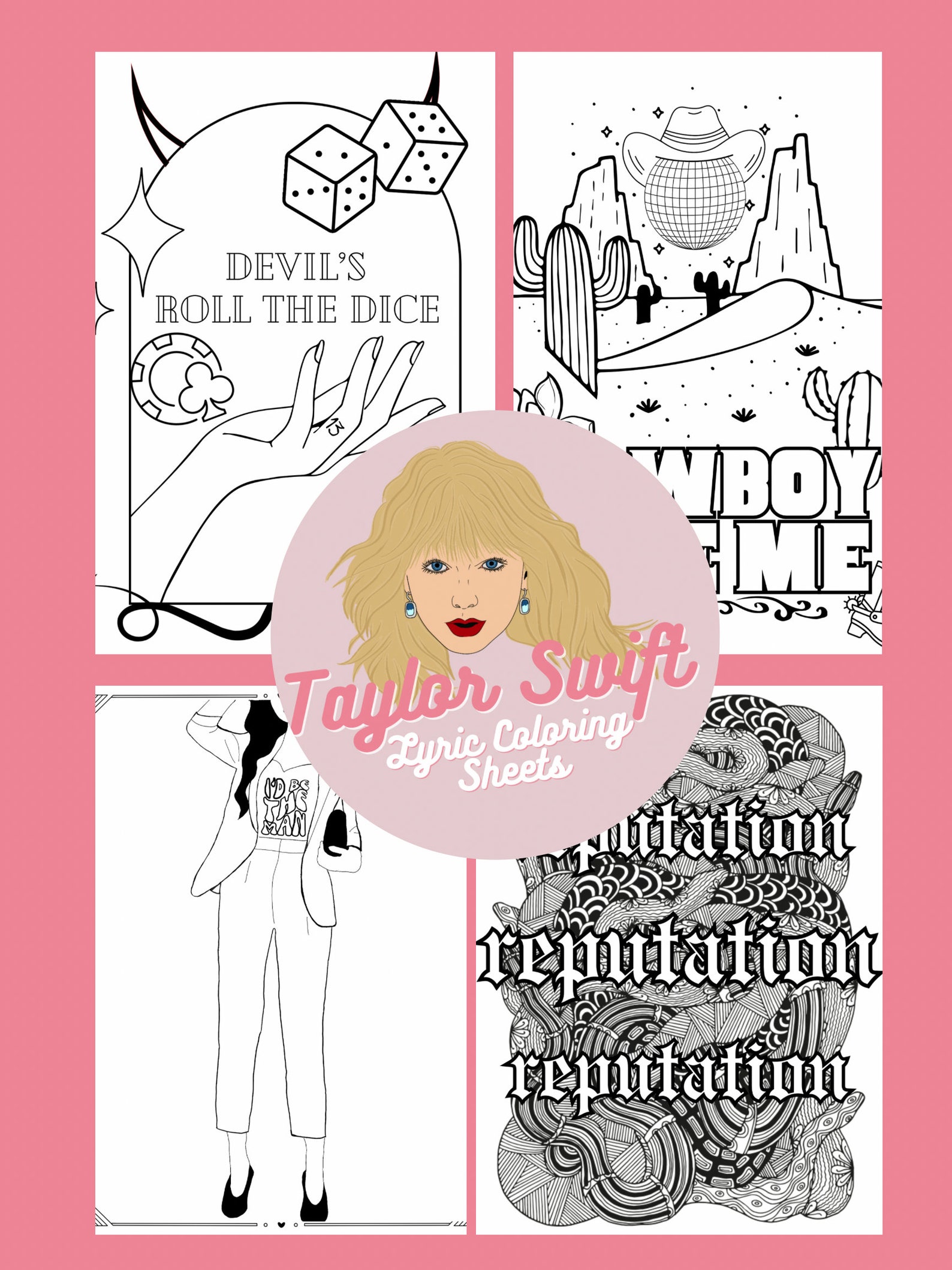Taylor Swift Lyric Coloring Pages Instant Digital Download - Etsy
