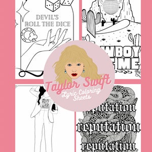 Taylor Swift Lyric Coloring Pages Instant Digital Download - Etsy