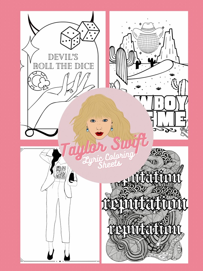 Taylor Swift Lyric Coloring Pages Instant Digital Download - Etsy