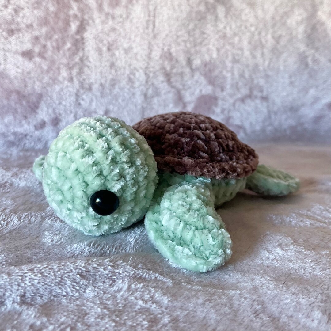 Crochet Turtle Toy Amigurumi Soft Velvet Plush Small Green Aqua Purple ...