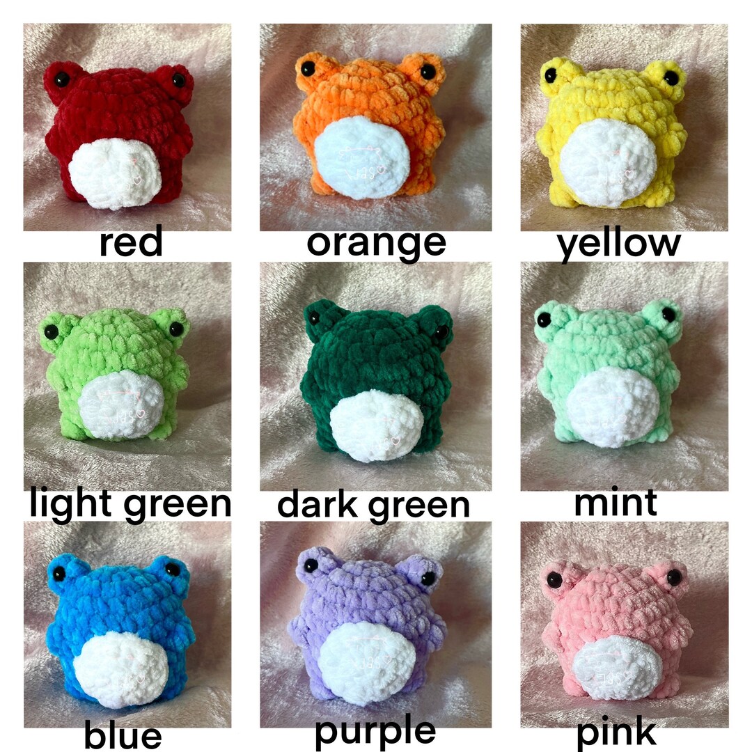 Crochet Frog Toy Amigurumi Soft Chenille Plush | Small Rainbow Chubby ...