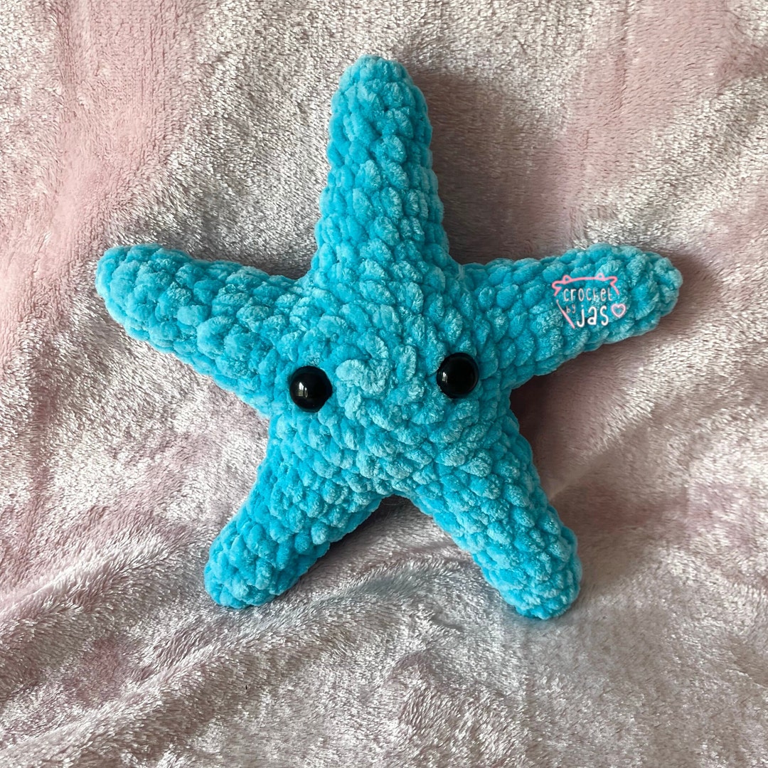 Crochet Starfish Toy Amigurumi Soft Chenille Plush Small Aqua Chubby - Etsy