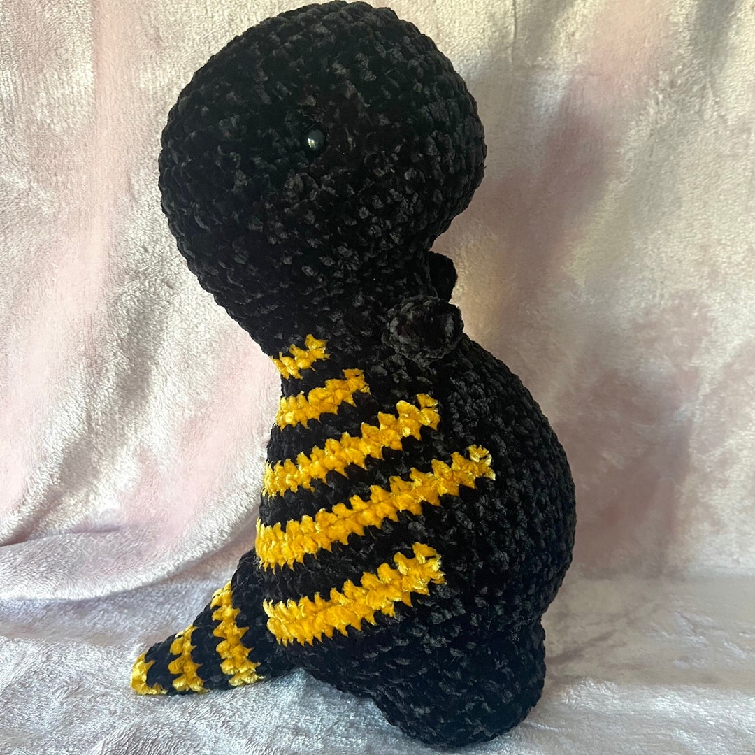 Crochet T-rex Toy Amigurumi Soft Velvet Plush Large Black Blue Purple ...