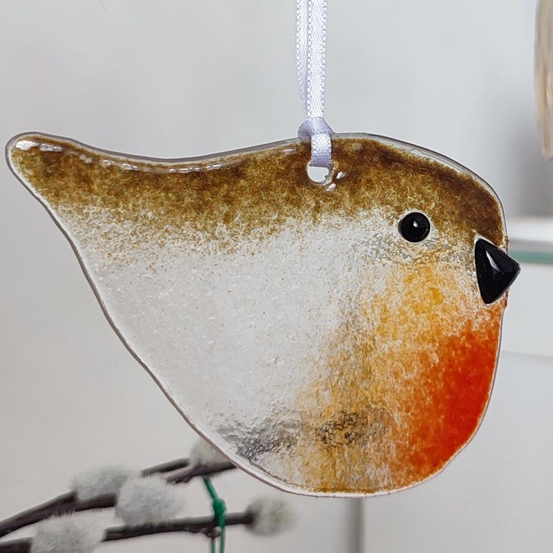 Glass Robin Ornament - Etsy UK