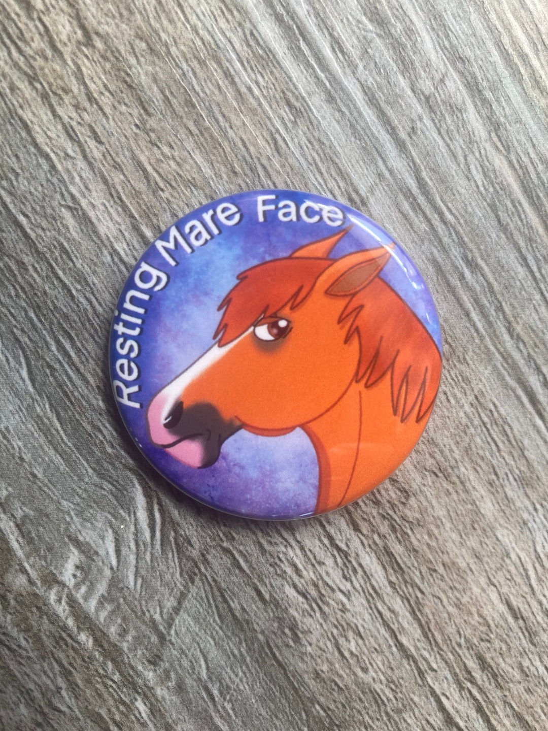 Resting Mare Face Button Badge - Etsy