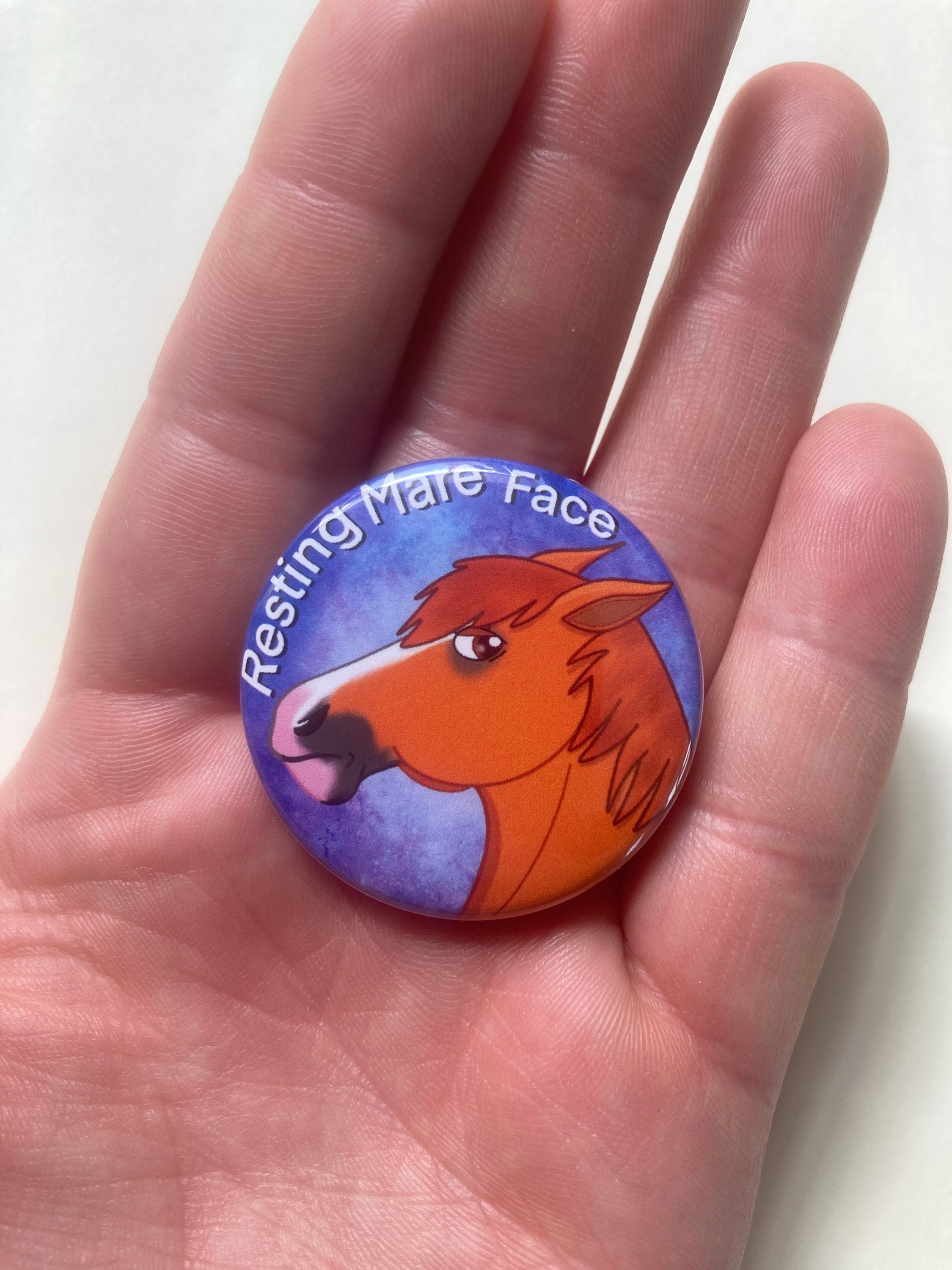 Resting Mare Face Button Badge - Etsy