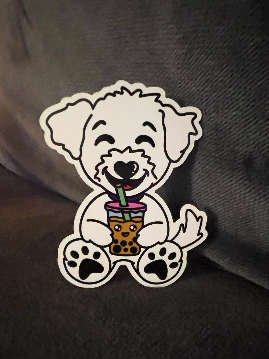 Boba Loving Minnie MAGNET | Bichon Frise Poodle Magnet | Boba Lover ...