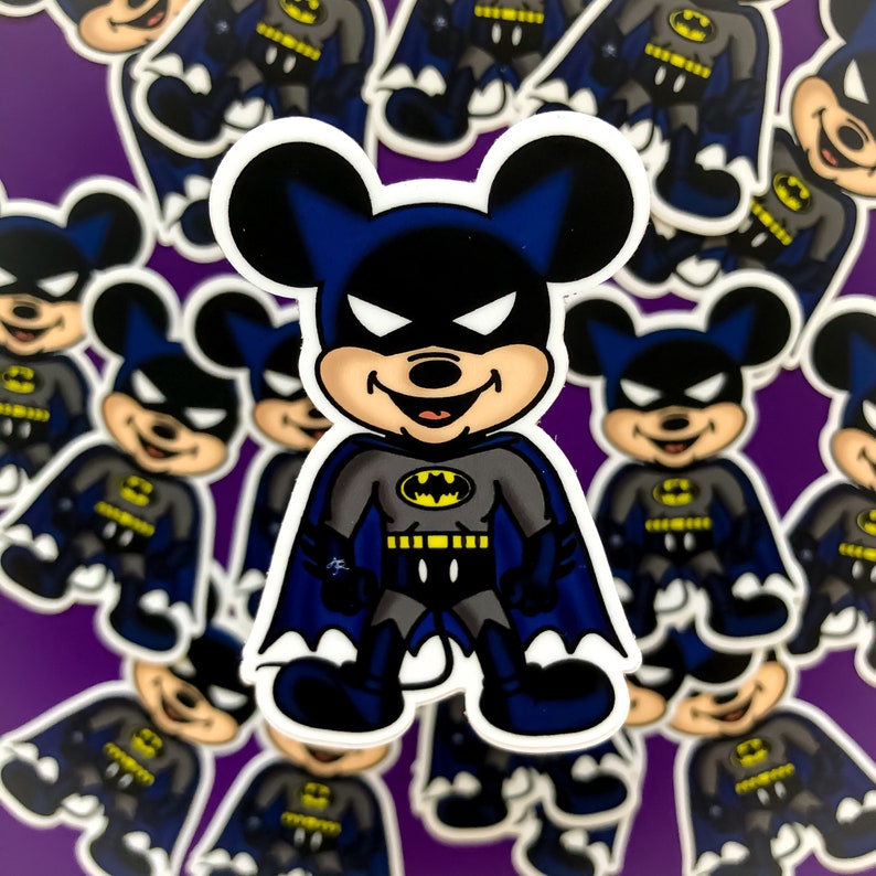 Batman X Mickey Batman Sticker L Mickey as Batman Mickey - Etsy