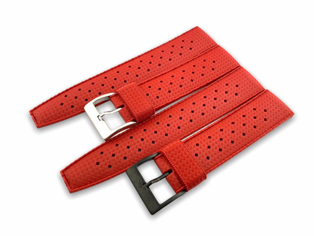 Top Quality Red 20mm 22mm Rubber Silicone Sport Diving Strap Band Fit ...