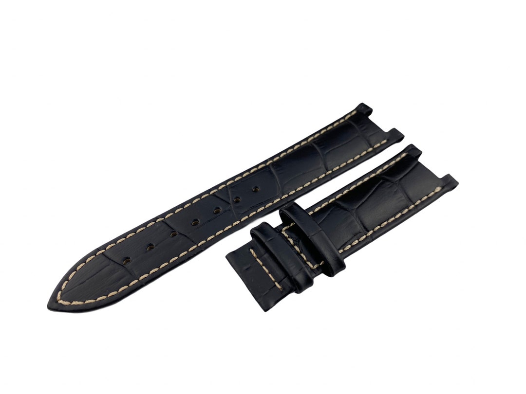Black With White Stitching 20x11mm 22x13mm Genuine Leather Style Watch ...
