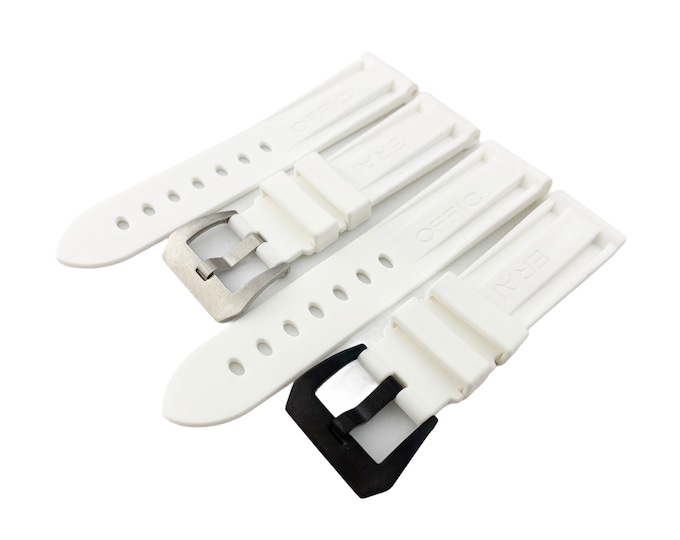 Premium FKM Rubber Hinge Watch Strap / White 20/22mm Quick Release ...