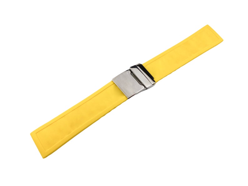 Yellow 22mm 24mm Rubber Silicone Strap Band Compatible With BRT Diving ...